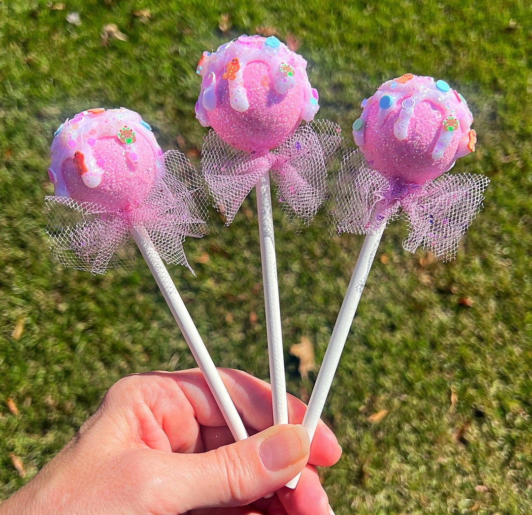 Pink Gingerbread Candy Christmas Cake Fake Faux Pops for Tiered Tray ...