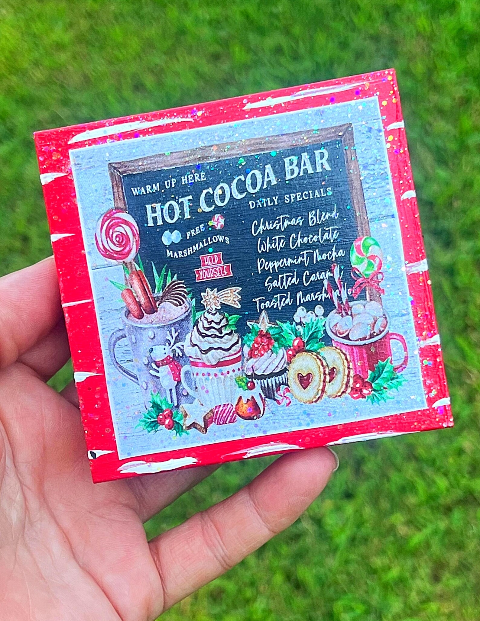 Hot Cocoa Bar Mini Glitter Sign Tiered Tray Decor - Etsy
