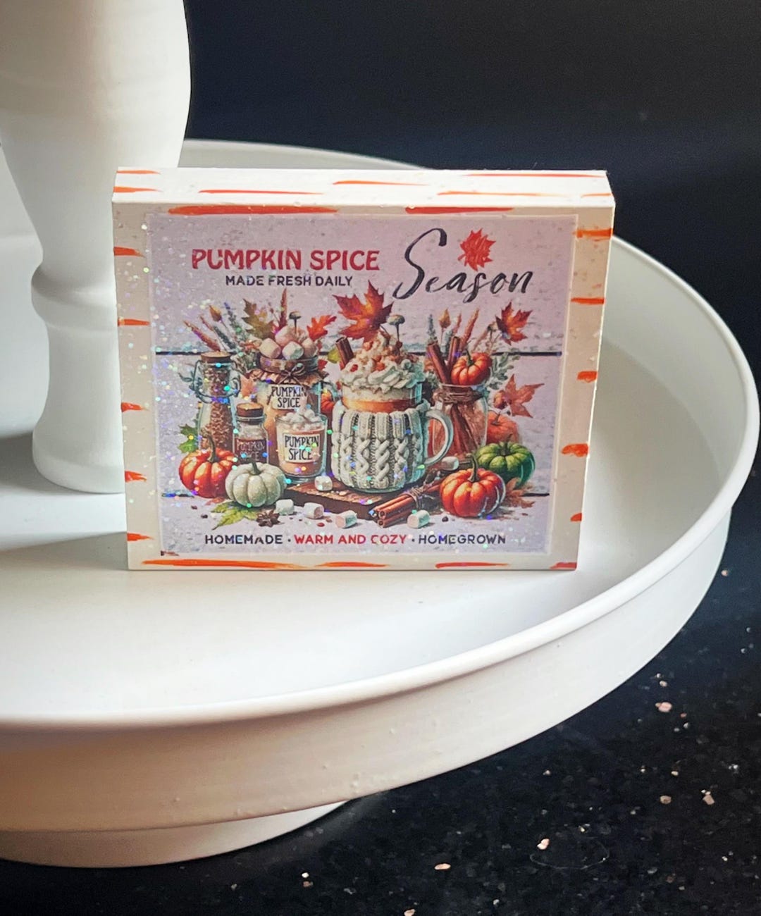 Pumpkin Spice Mini Glitter Wood Sign Tiered Tray Decor - Etsy