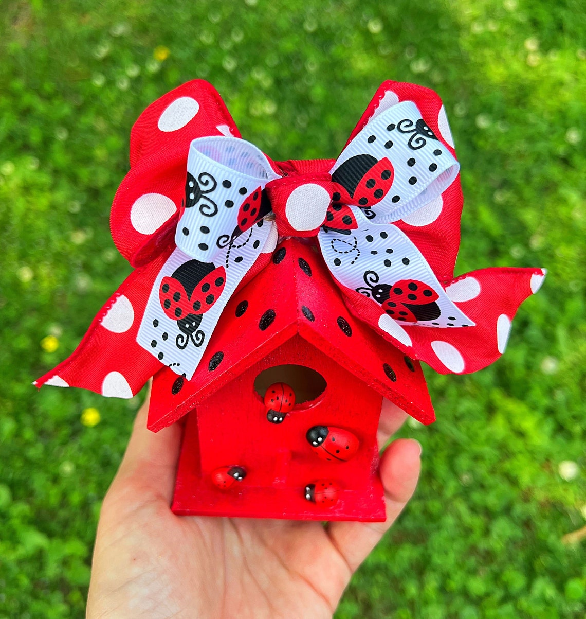 Ladybug Mini Birdhouse for Tier Tray - Etsy