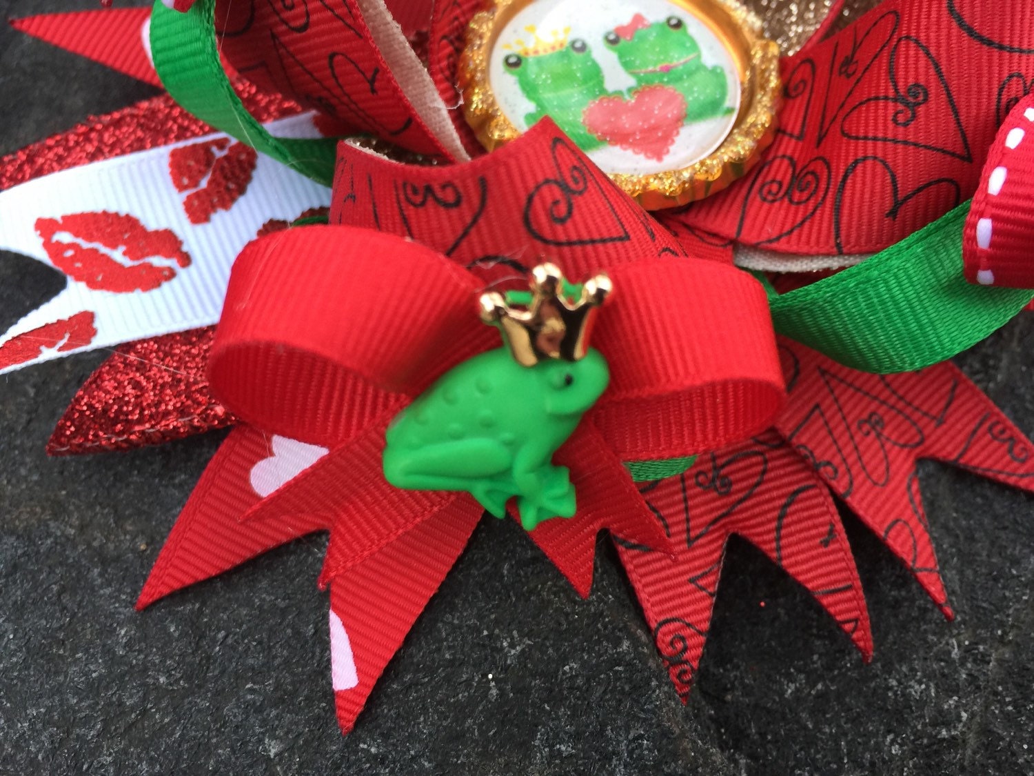 Valentine Frog Prince Boutique Hairbow | Etsy