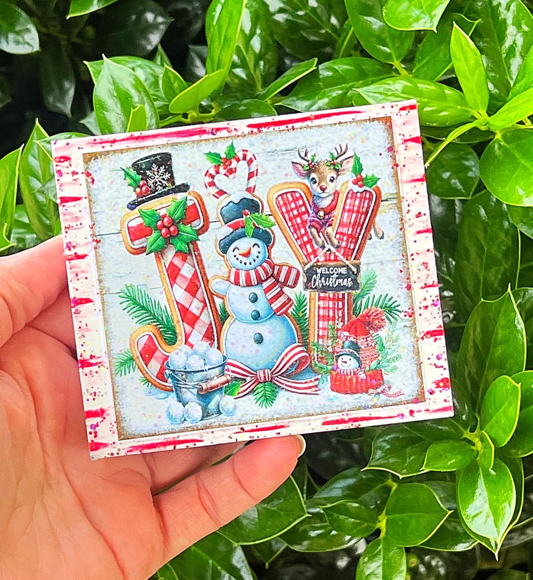 Christmas Snowman JOY Mini Glitter Sign Tiered Tray Decor - Etsy