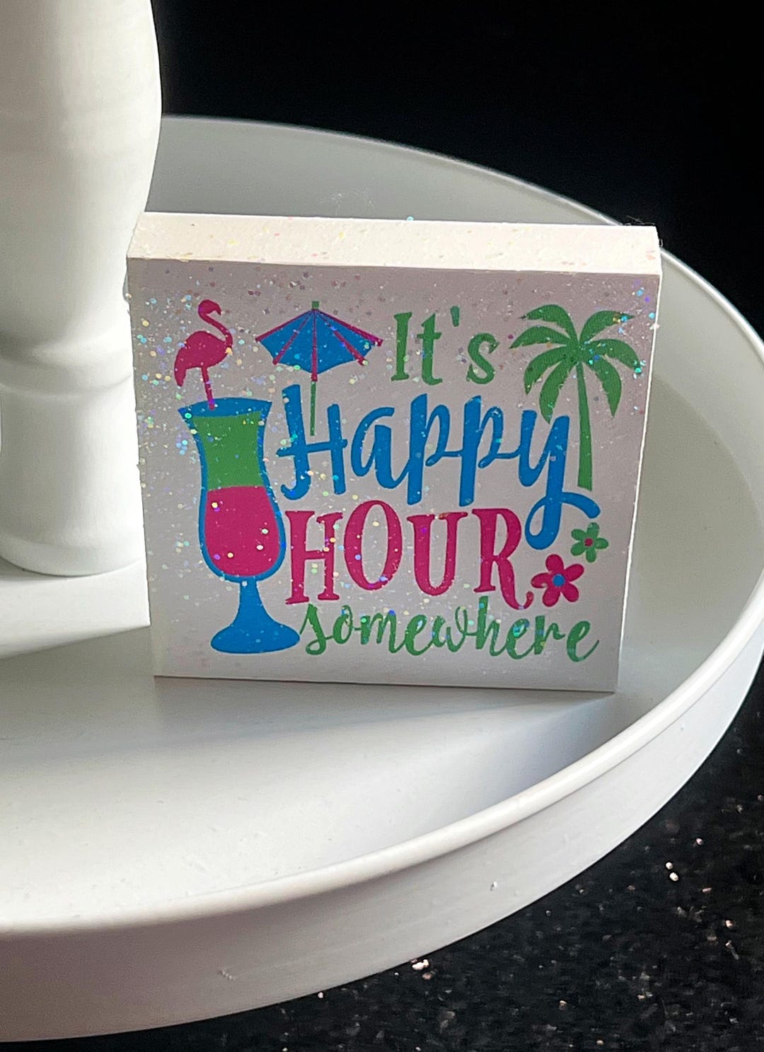 Tropical Happy Hour Mini Wood Sign for Tiered Tray Decor - Etsy