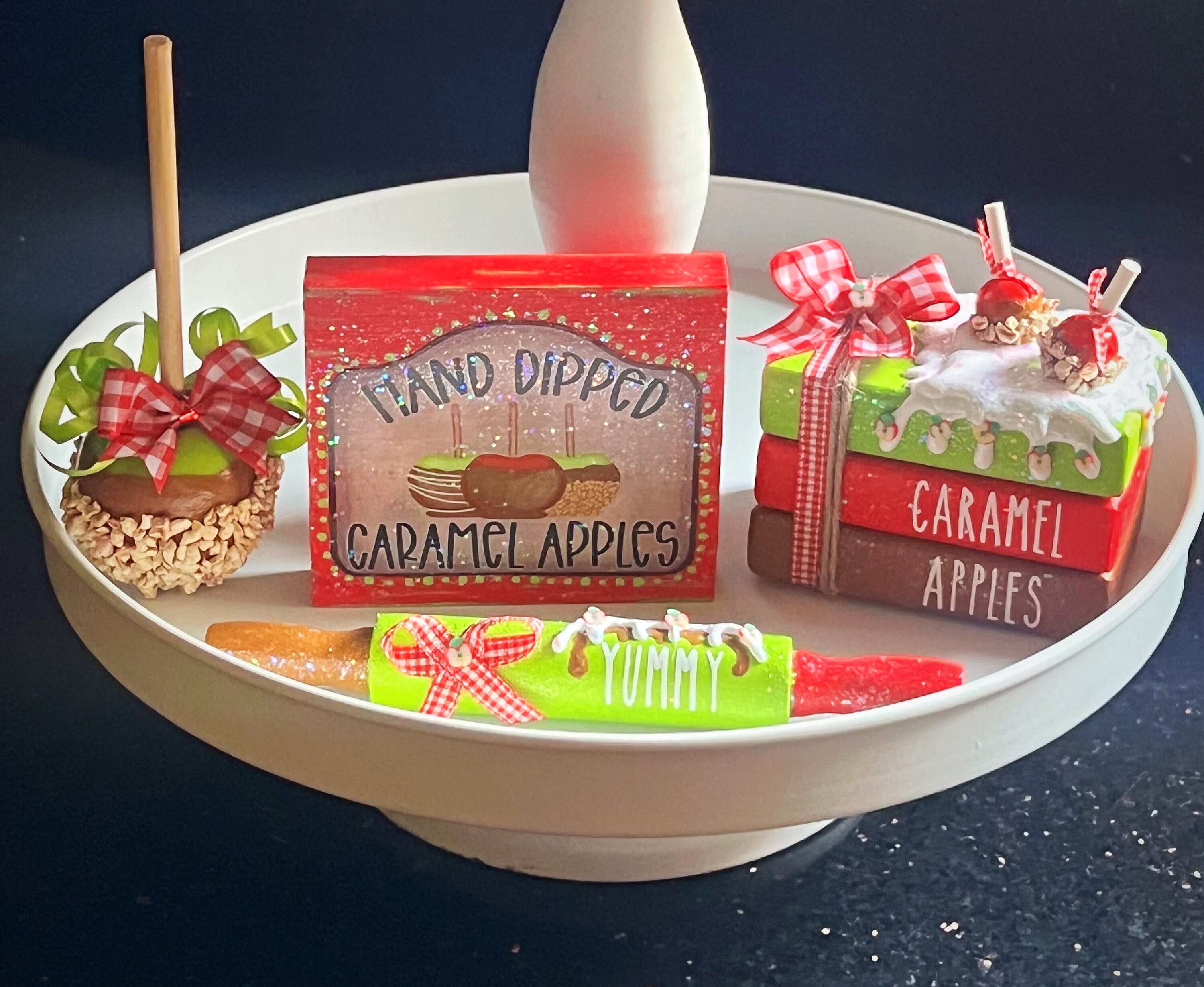 Caramel Apple Mini Glitter Wood Sign Tiered Tray Decor - Etsy