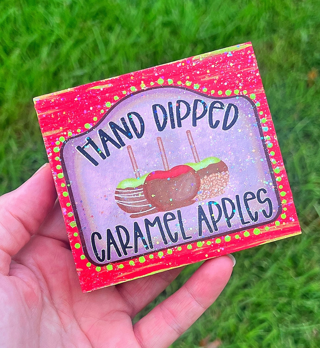 Caramel Apple Mini Glitter Wood Sign Tiered Tray Decor - Etsy