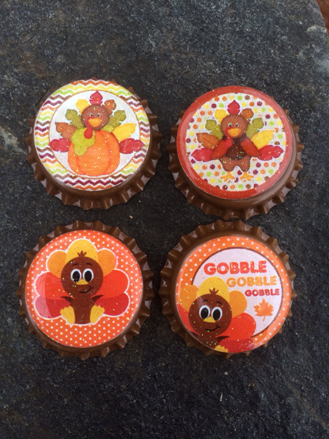 Thanksgiving Chevron Turkey Swirl Bottlecap Hairbow - Etsy
