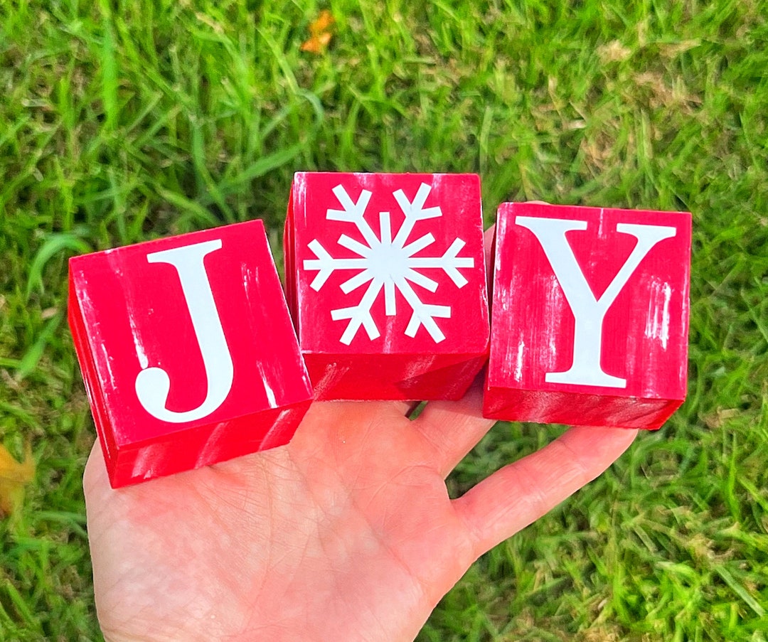 Christmas JOY Stacking Wood Blocks Set of 3 Tier Tray Decor - Etsy