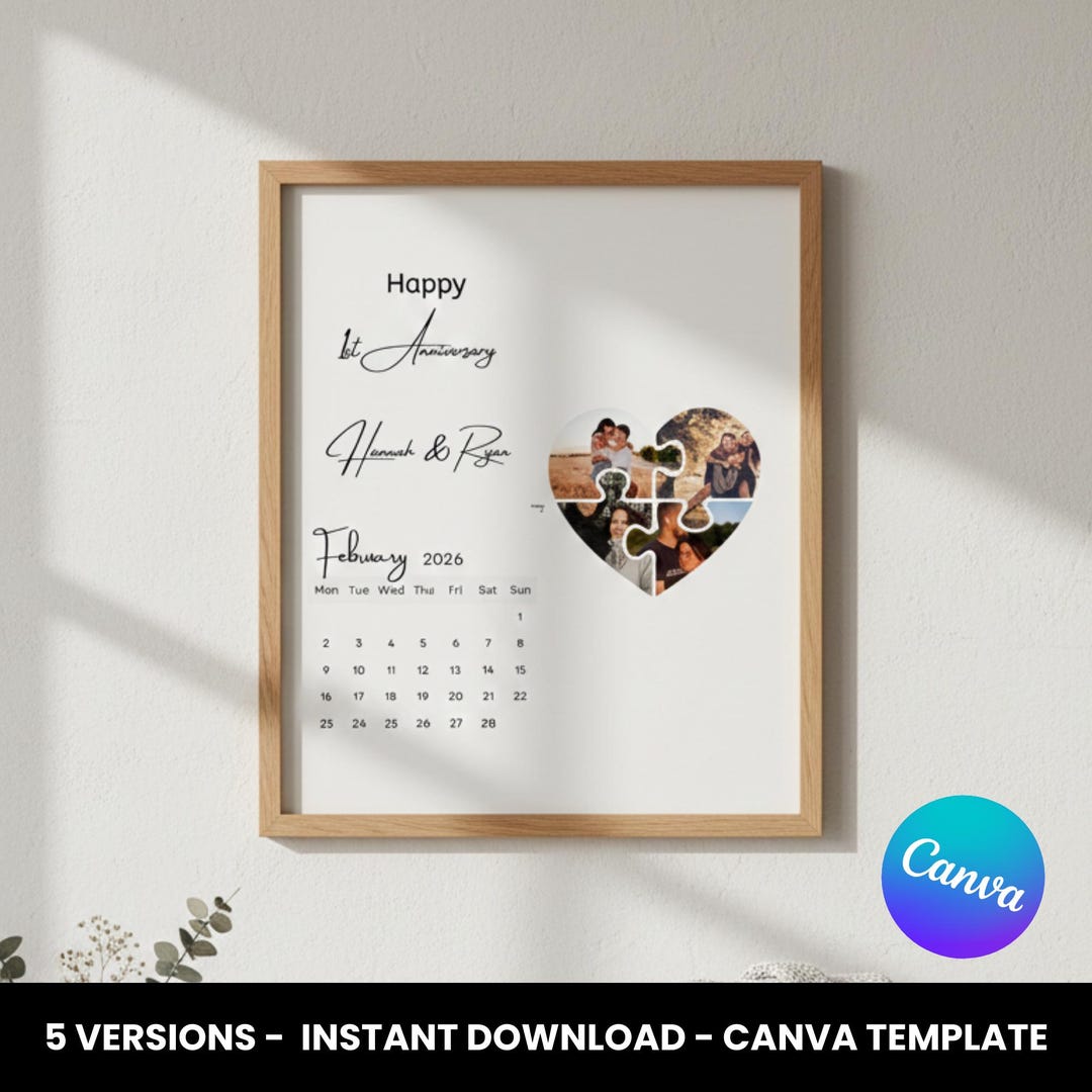 Personalized Photo Anniversary Calendar, Personalized Anniversary Date ...