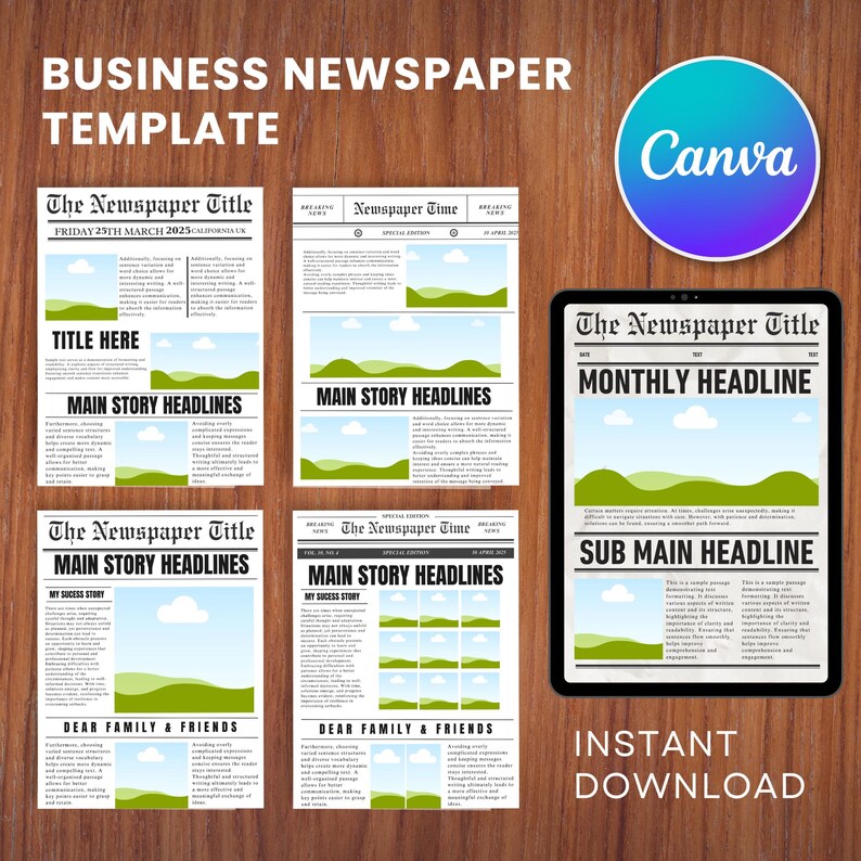 Canva Business Newspaper Template, Custom Business Newspaper Template ...