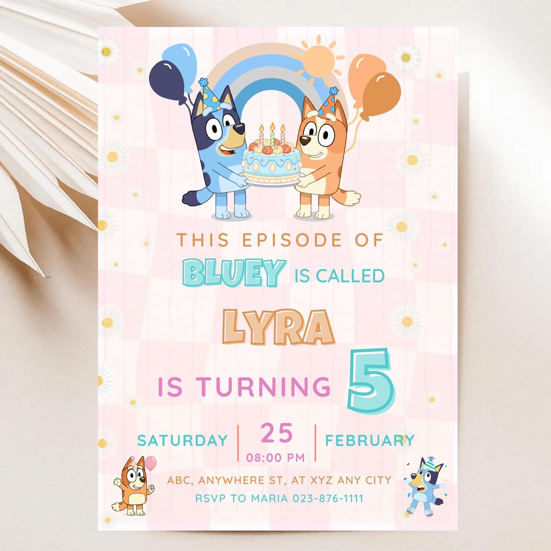 Bluey Birthday Invitation Bing Birthday Invitation Editable Bluey and ...