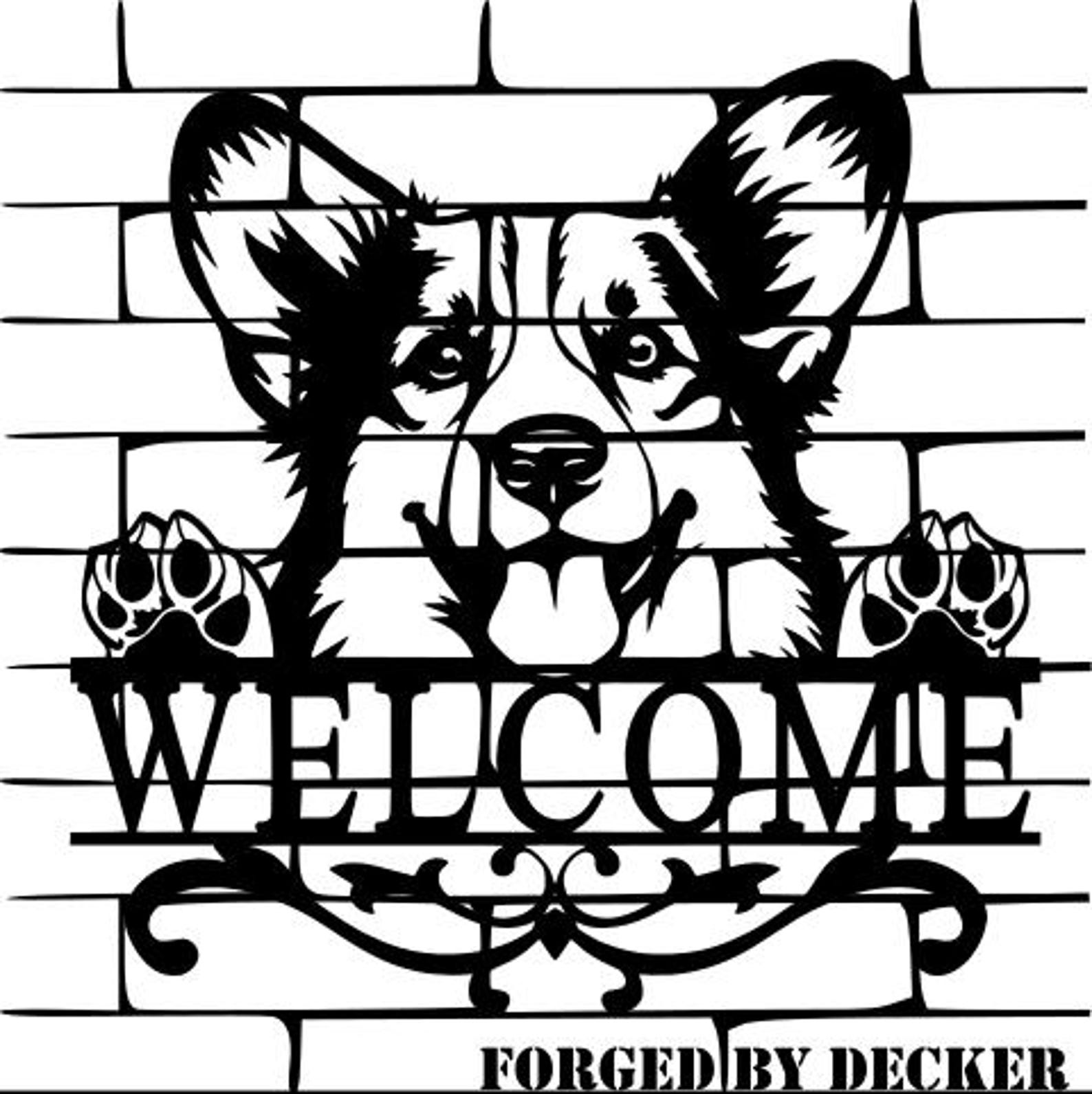 Corgi Welcome Sign SVG – Cute Dog Cut File for Plasma Cutting, Vinyl ...