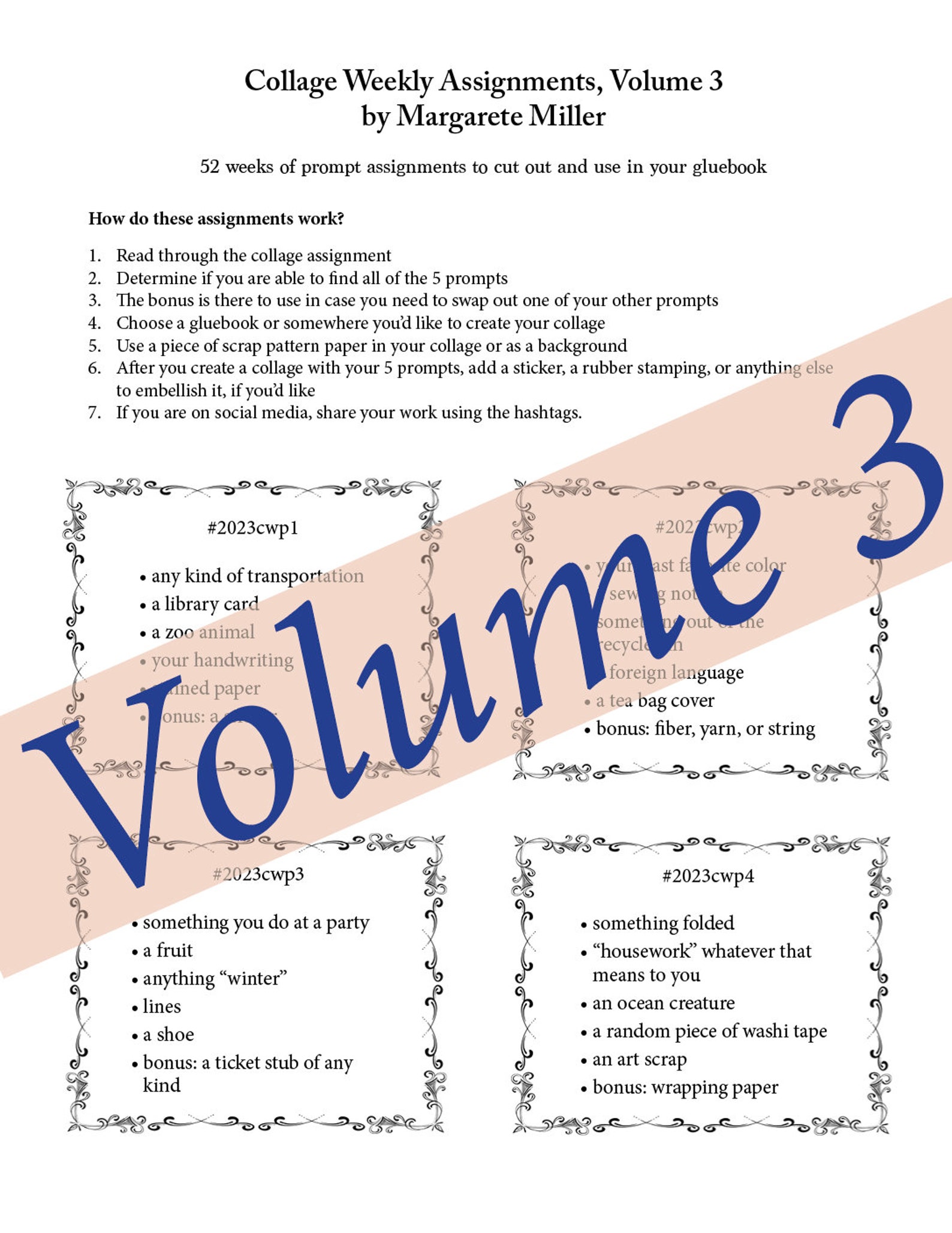 PRINTABLE Vol. 3 Assignments Only - Etsy