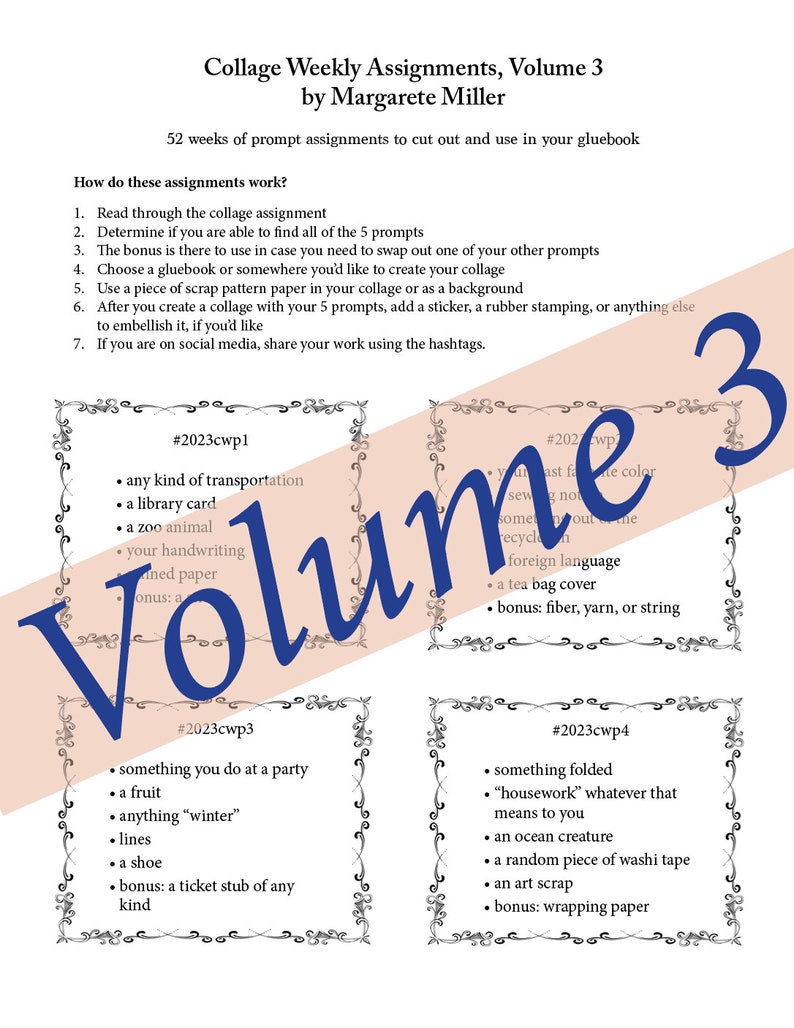 Printable Vol 3 Assignments Only Etsy