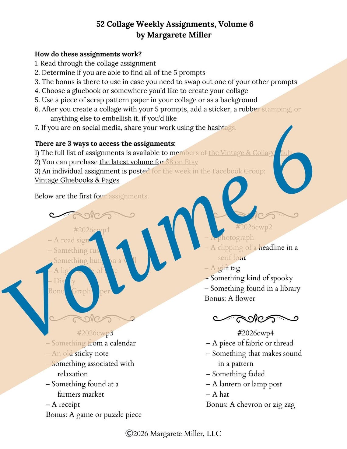 PRINTABLE Vol. 6 Collage Assignments - Etsy