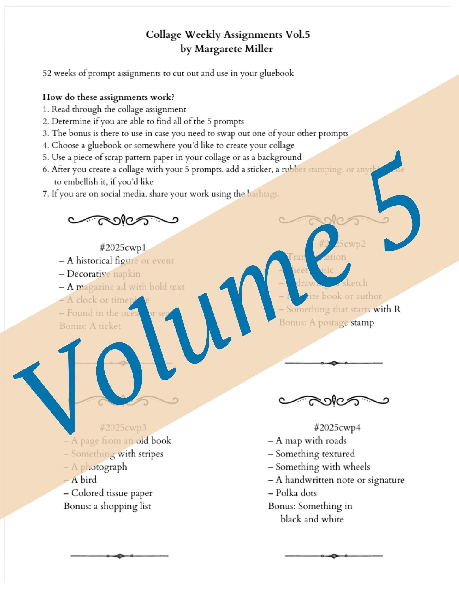 PRINTABLE Vol. 5 Assignments - Etsy