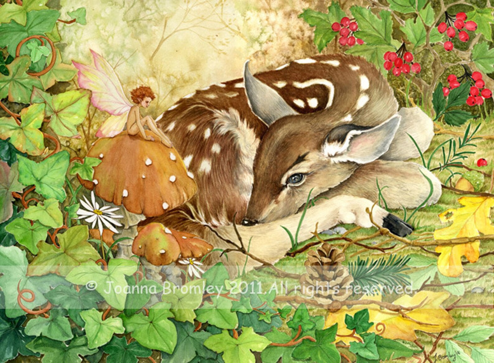 Resting Fawn fine Art Print 8x10 on A4, Whimsical Childrens Fairy ...
