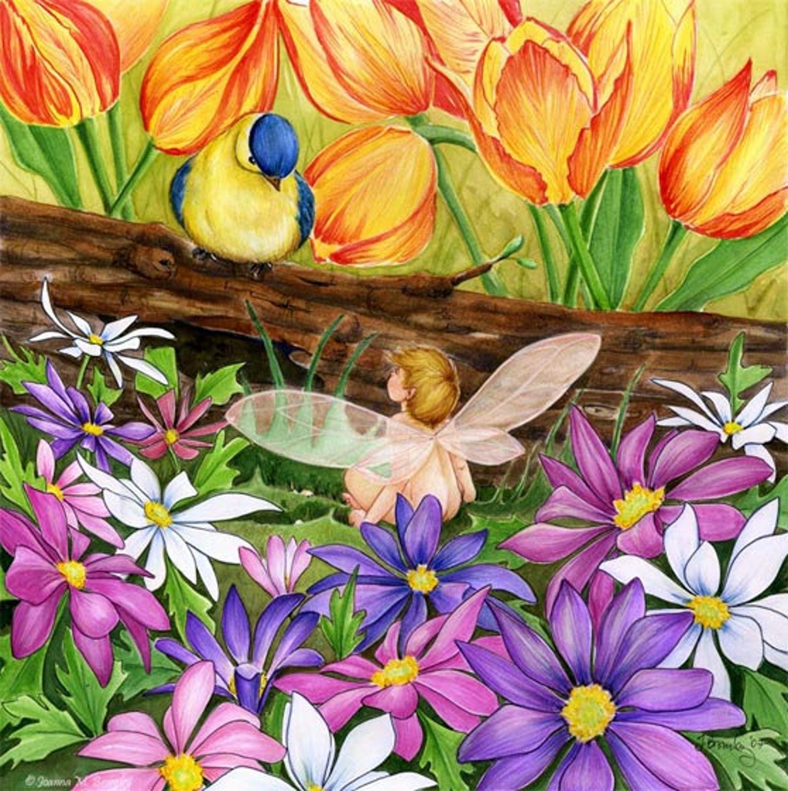 Spring Greetings 8x820x20cm Fine Art Print. Flower Fairy Fantasy Spring ...