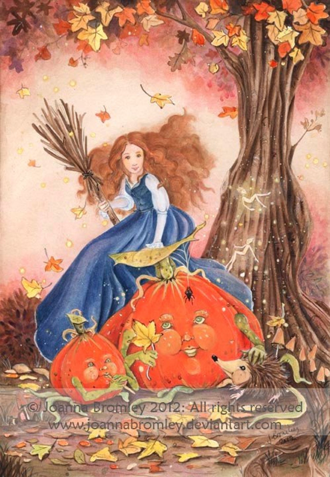 Faery Witch & Pumpkins_ Original Fairy Fantasy Autumn Painting - Etsy