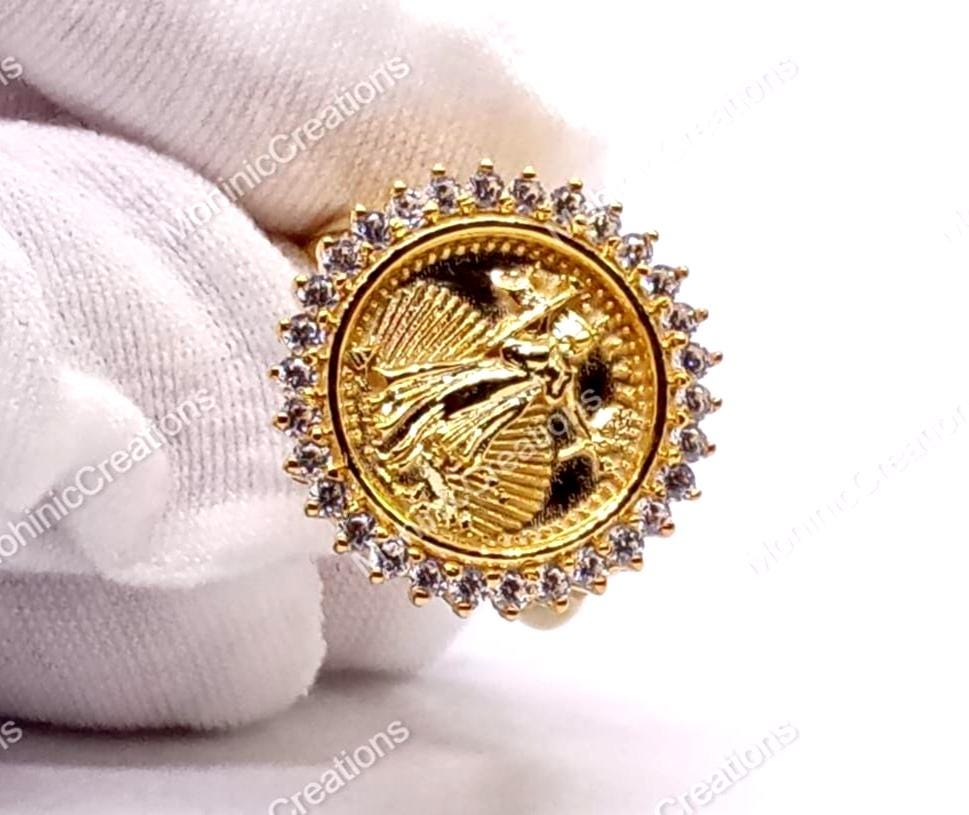 Vintage Liberty Coin Ring, 14K Gold Plated 925 Sterling Silver - Etsy