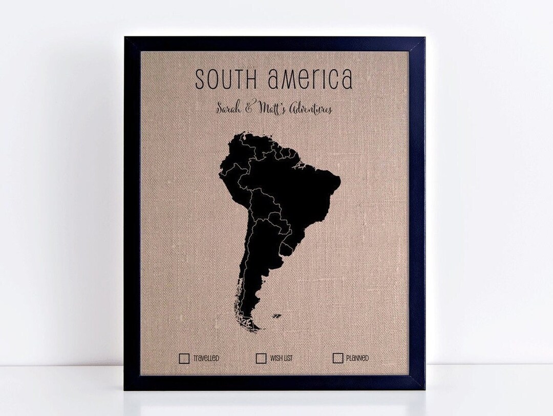 Mapa de chincheta de América del Sur Mapa de chincheta - Etsy México
