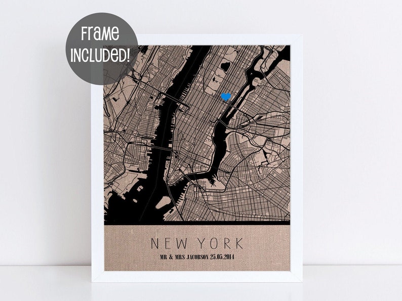 Custom City Map Custom Map Print Linen Anniversary - Etsy