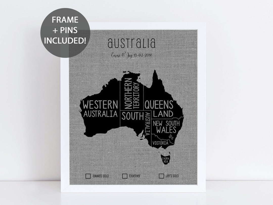 Australia Pushpin Map • Personalised Push Pin Map • Travel Gift ...