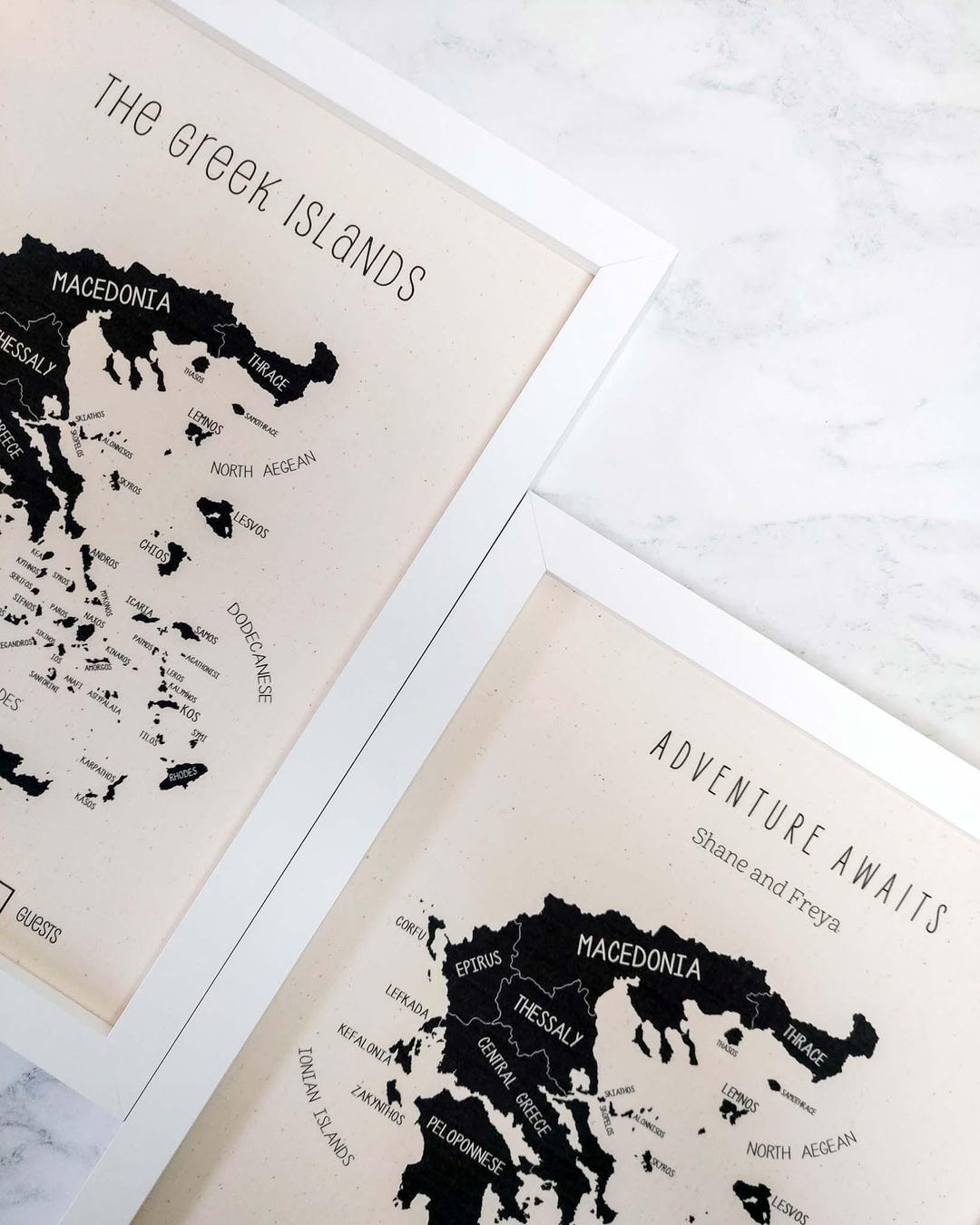 Personalised Framed Greek Islands Travel Map | Push Pin Anniversary ...