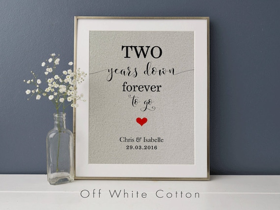 Two Years Down Forever to Go Print 2nd Anniversary Gift - Etsy UK