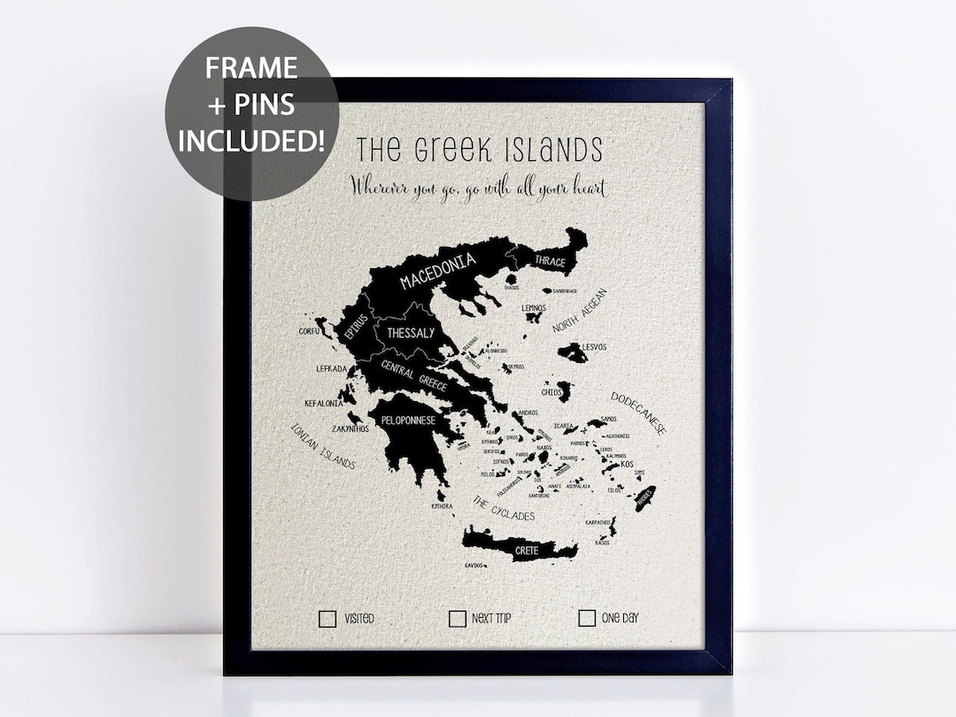 Greek Islands Pushpin Map • Personalised Pushpin Map • Travel Gift ...