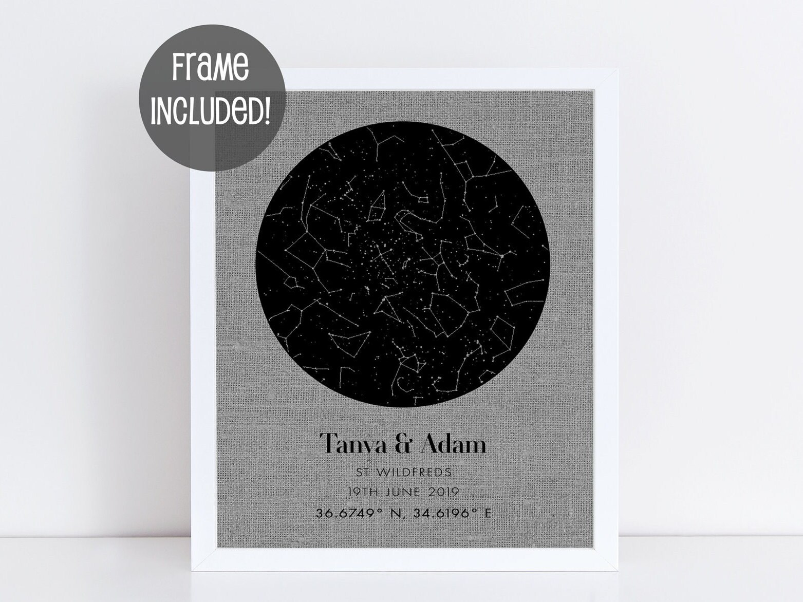 Constellation Map With Coordinates Star Map Art Linen | Etsy