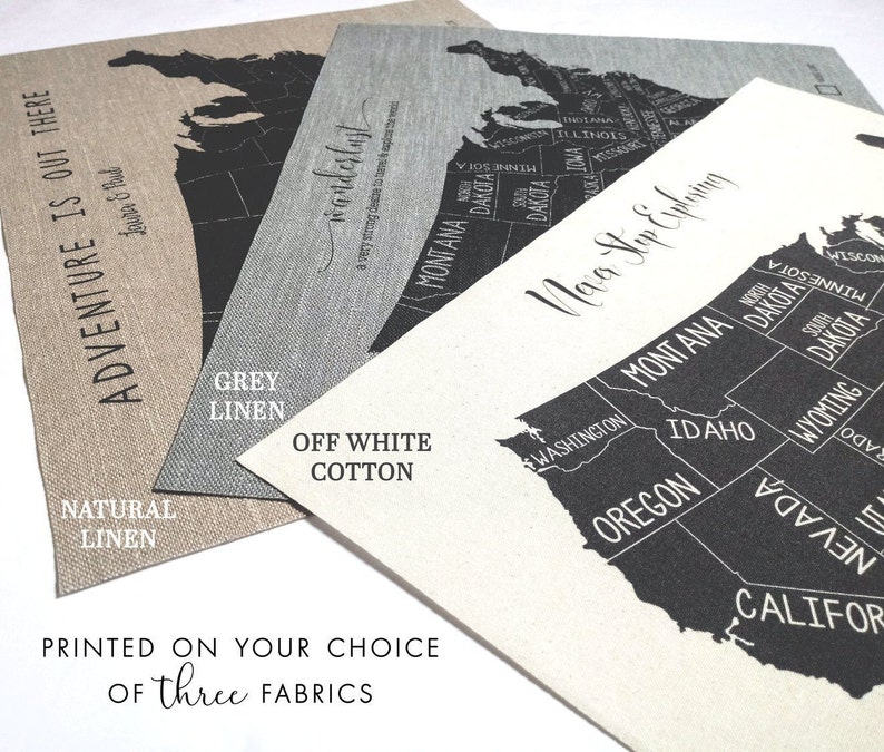 Never Stop Exploring Pushpin Map Framed Fabric USA Map | Etsy