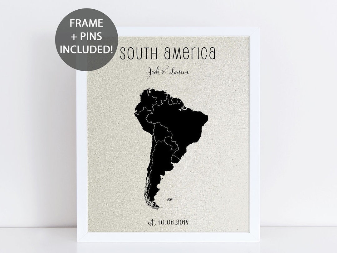 South America Pushpin Map • Personalised Push Pin Map • Travel Gift ...