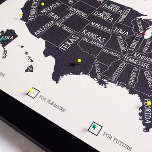 USA Pushpin Travel Map – Custom Cotton/linen Print – Black or White ...
