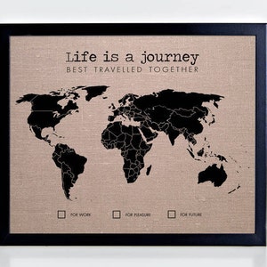 Life is A Journey Pushpin Travel Map • World Map Wall Art • Travel Map ...