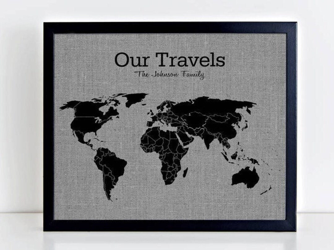 Our Travels World Pushpin Map Personalised Travel Map World Map Wall ...