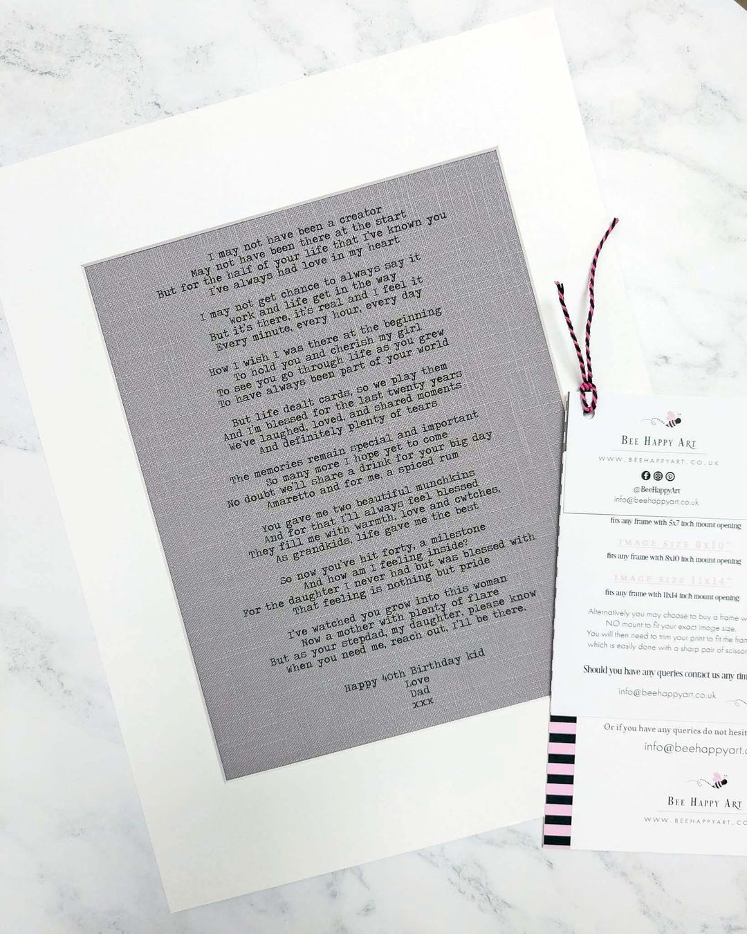 Personalized Poem Print on Cotton/linen – Meaningful Wedding or ...