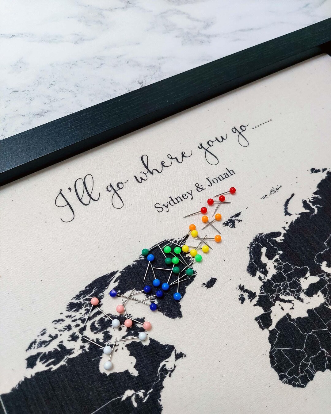 Personalized World Pushpin Travel Map on Cotton/linen – 100 Pins ...