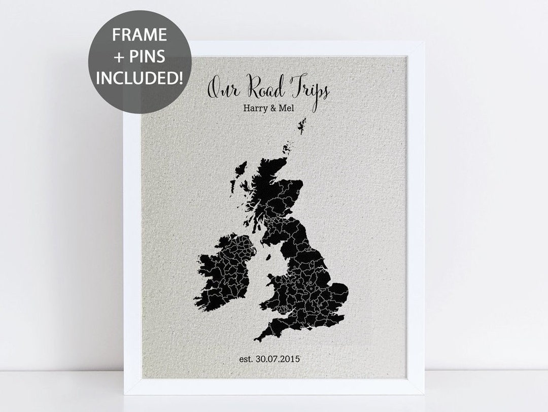 UK & Ireland Pushpin Map • Personalised Push Pin Map • Travel Gift ...
