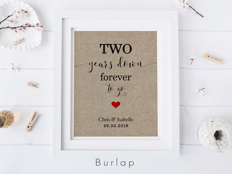 Two Years Down Forever to Go Print 2nd Anniversary Gift | Etsy