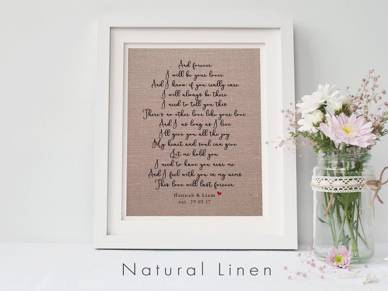 Song Lyrics Printed on Cotton or Linen Personalized - Etsy UK