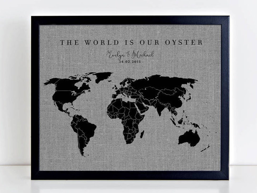 The World is Our Oyster Pushpin Map Personalised World Map Travel Gift ...