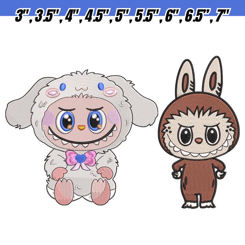 Labubu Embroidery Designs – Cute Cartoon Animal Bundle, 9 Sizes ...