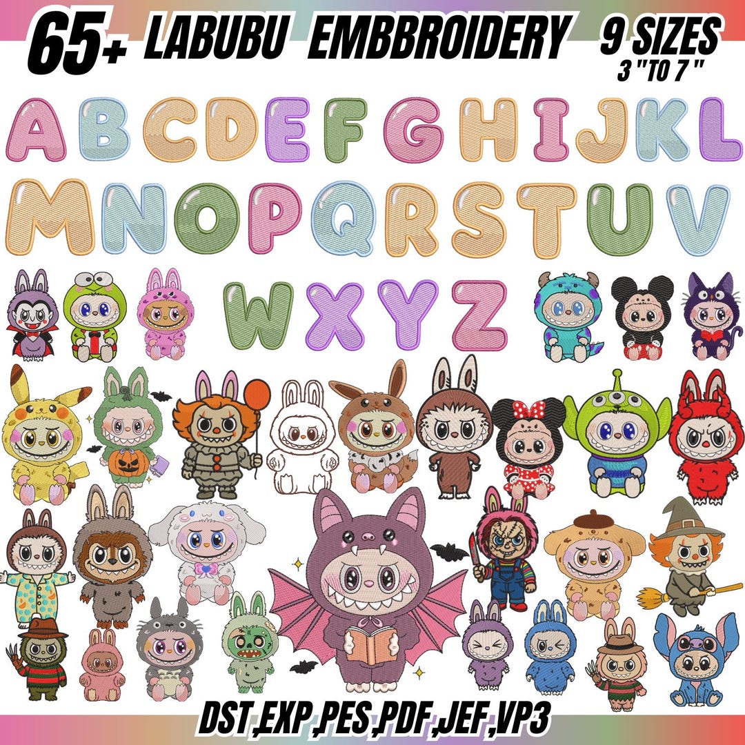 Kawaii Monster Embroidery Designs – 65+ Cartoon Bundle, Free Kawaii ...