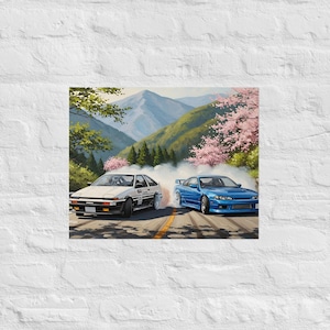 JDM Drift Art Print | Initial D Style Car Print | Toyota AE86 Nissan ...