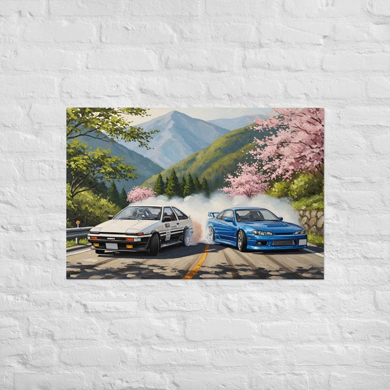 JDM Drift Art Print | Initial D Style Car Print | Toyota AE86 Nissan ...