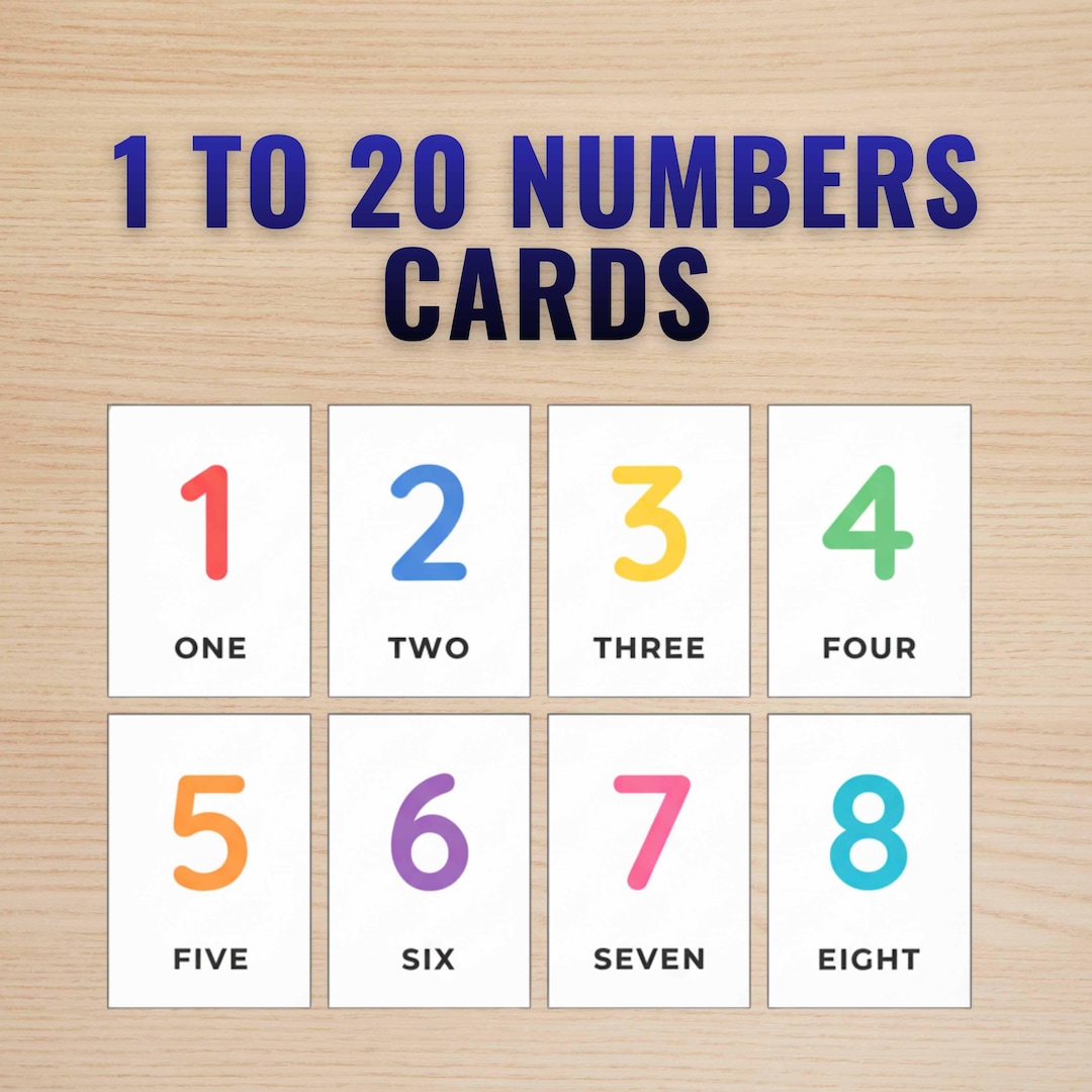 Printable Number Cards 1-20 | Learn to Count & Spell - Etsy