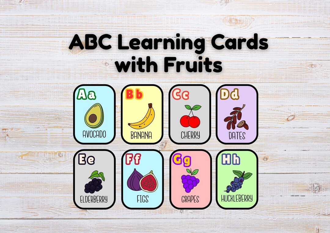Alphabet Fruit Flashcards | ABCD Flashcards | ABC Learning Game for ...
