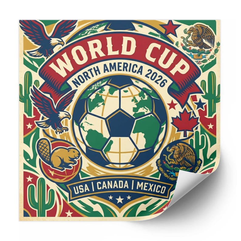 Printable FIFA World Cup 2026 North America Poster Retro USA Canada ...