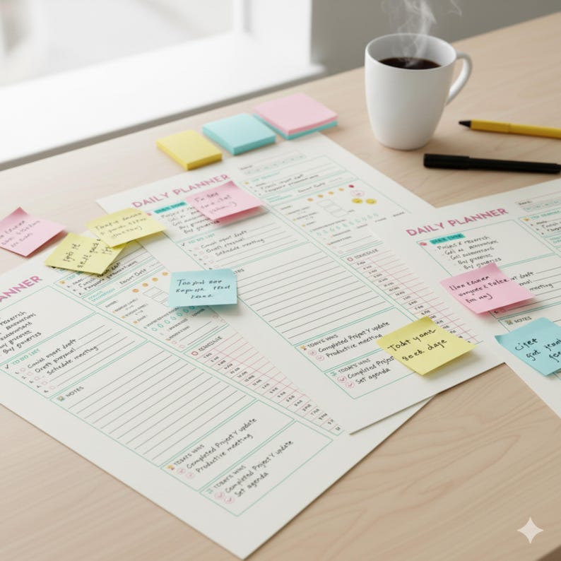 ADHD Daily Planner – Pink & Teal, Focus Tracking Printable - Etsy UK