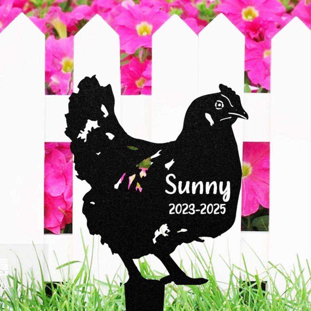 Personalized Chicken Memorial Stake, Engraved Metal Hen Grave Marker ...
